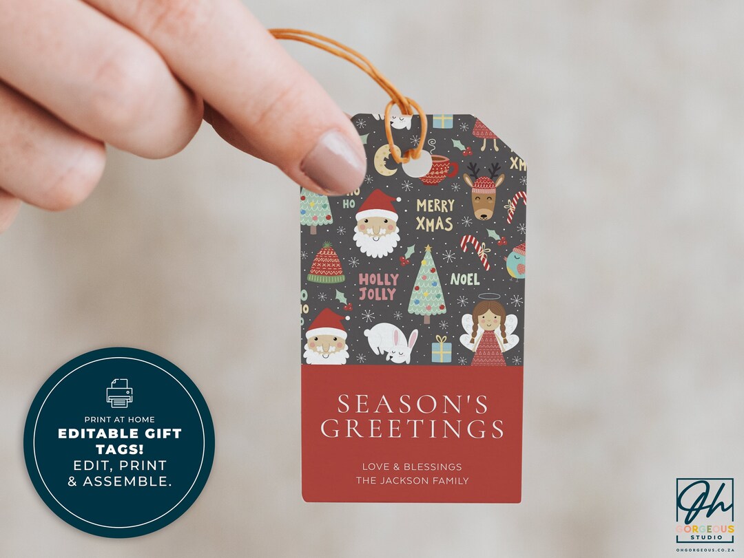 Merry Xmas Gift Tag Template | Christmas Printable Greetings Tag ...
