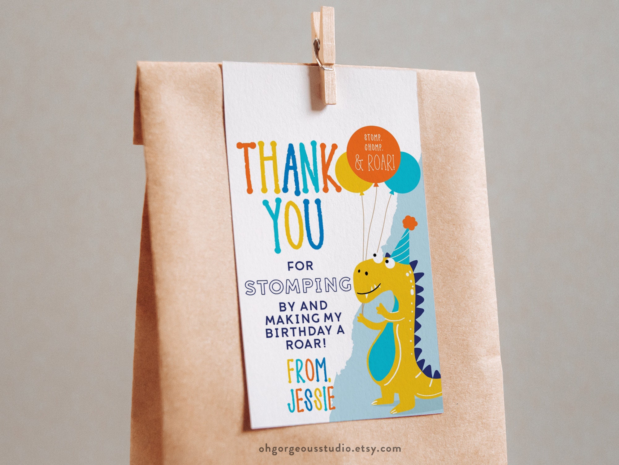 Dinosaur Birthday Favor Tag Editable Hang Tag Printable - Etsy