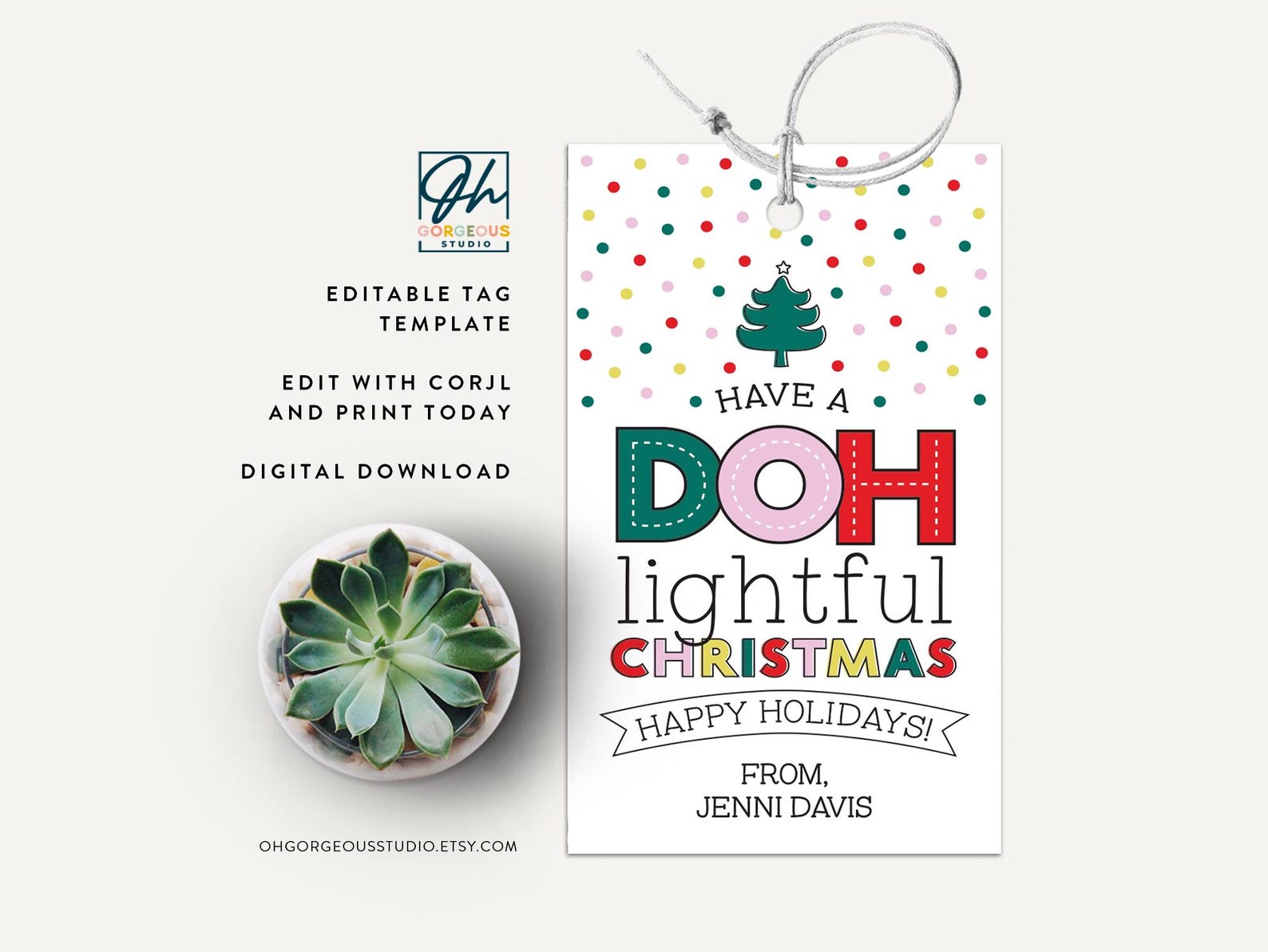 Christmas Playdough Gift Tag: DOH Lightful Printable (PDF) - Etsy