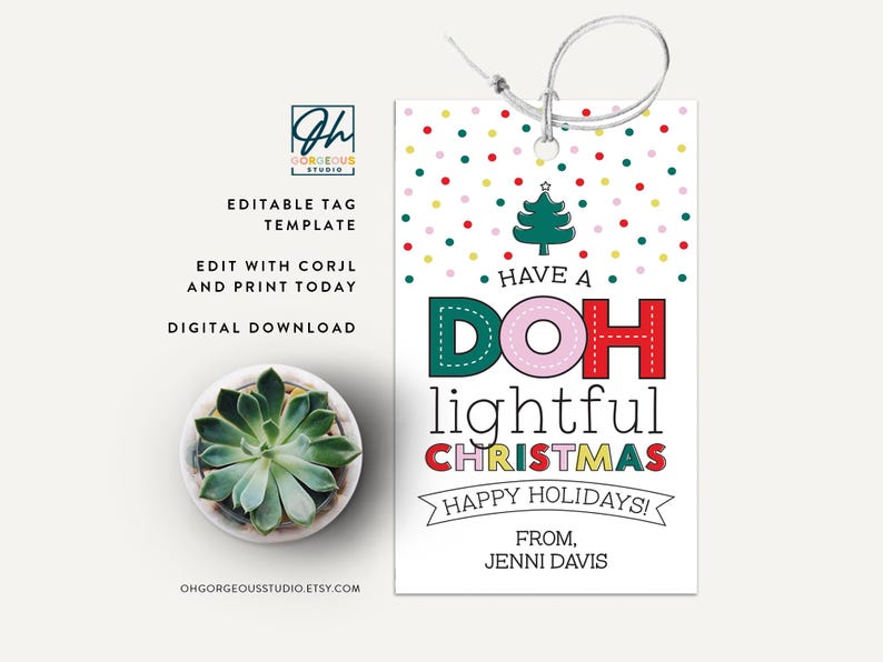 Christmas Playdough Gift Tag: DOH Lightful Printable (PDF) - Etsy