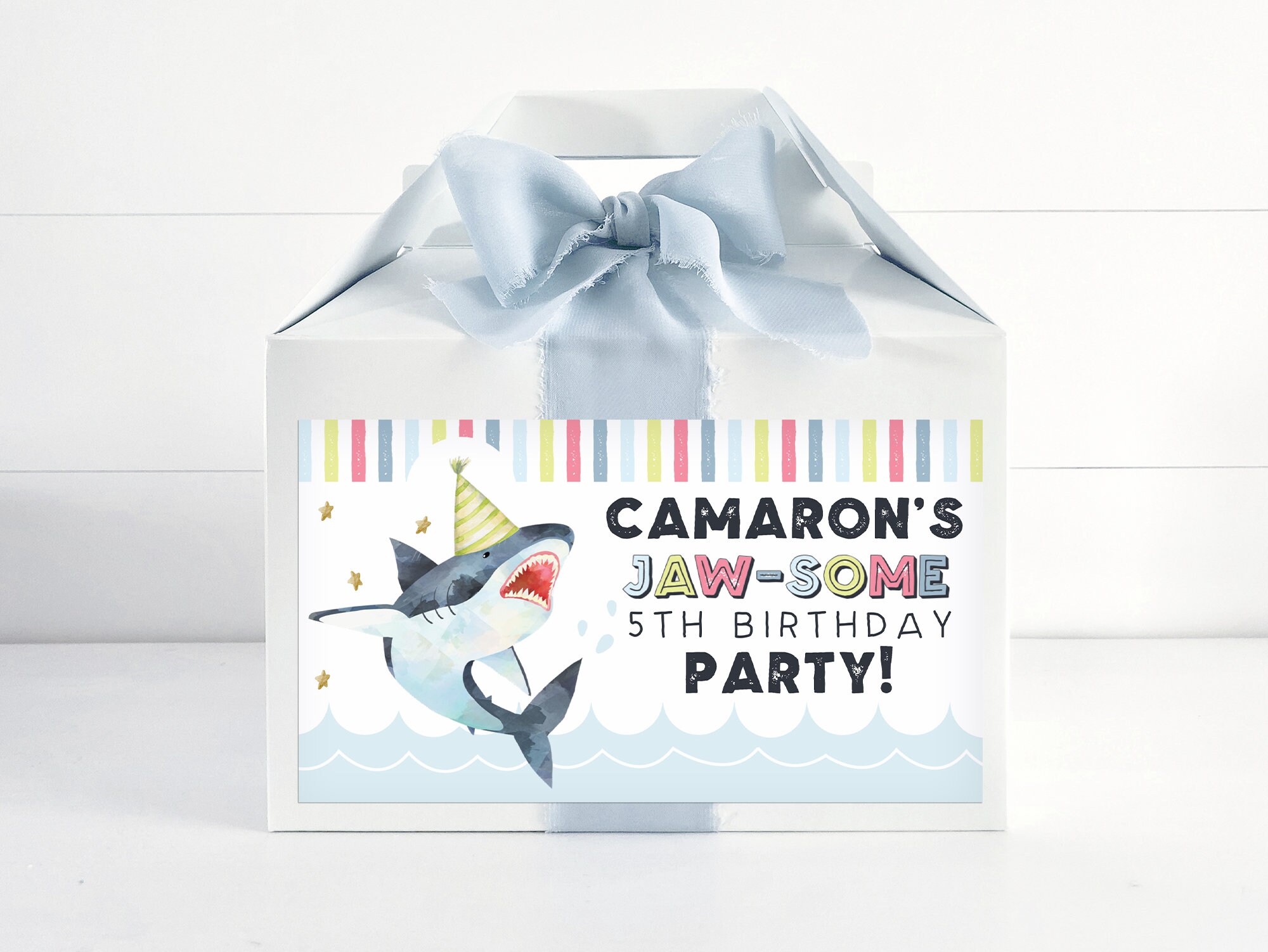 Shark Party Gable Box Printable Label Editable Template, Jawsome Shark ...