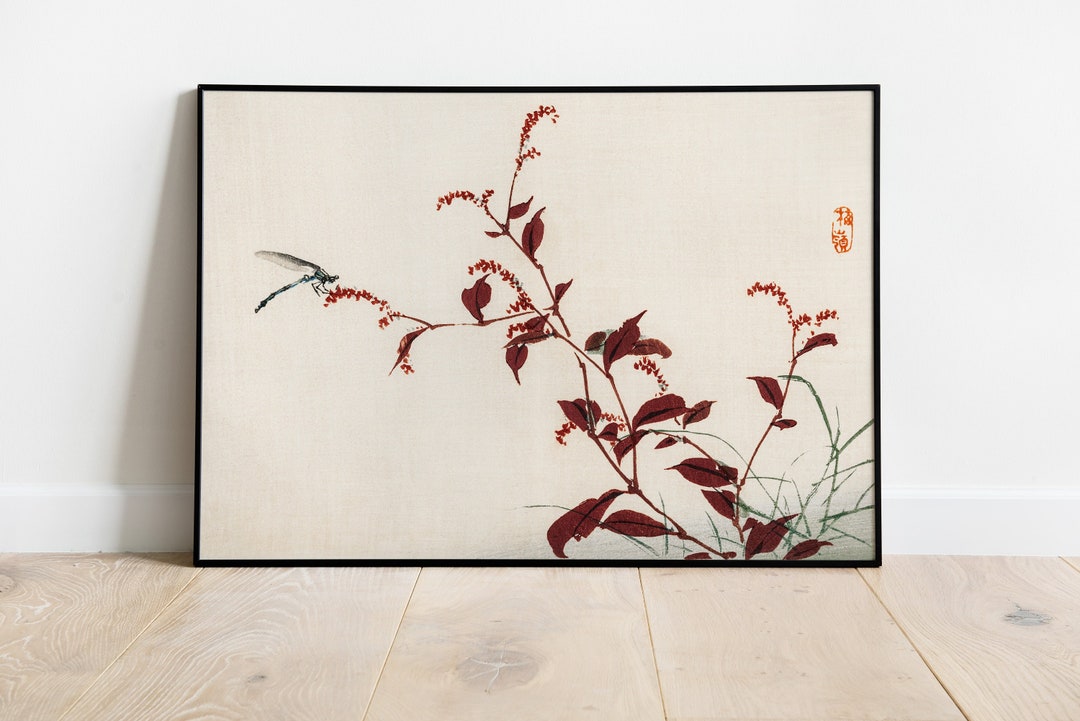 Vintage Japanese Art Print, Dragonfly Illustration by Kōno Bairei ...