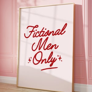 Fictional Men Bookish Art Print Preppy Wall Decor Trendy Pink and Red ...