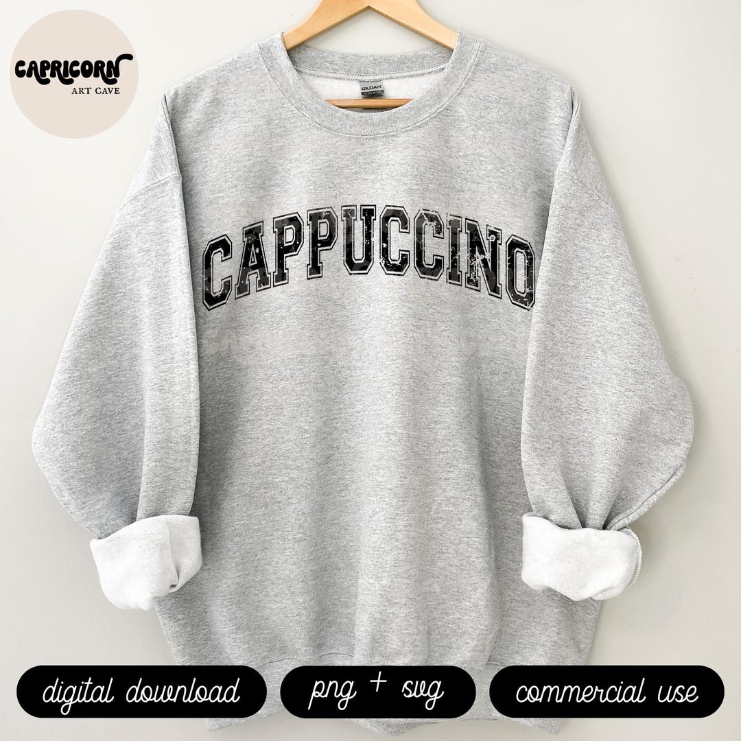 Cappuccino SVG + PNG | Varsity Svg, College Font, Coffee Lover Svg ...