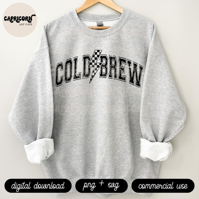 Cold Brew SVG + PNG | Varsity Svg, College Font, Coffee Lover Svg, Iced ...