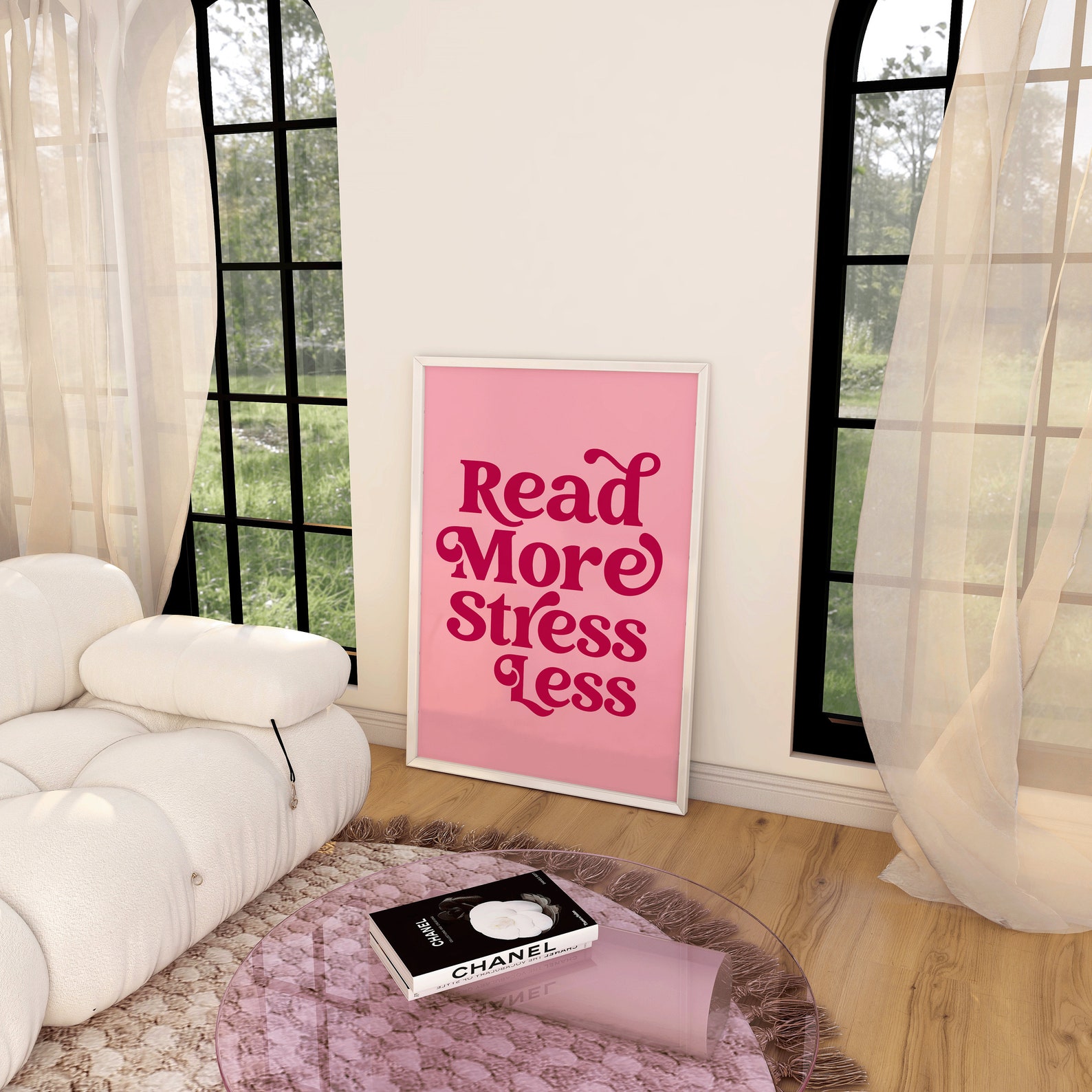 Read More Stress Less Book Art Print | Preppy Coquette Wall Decor ...