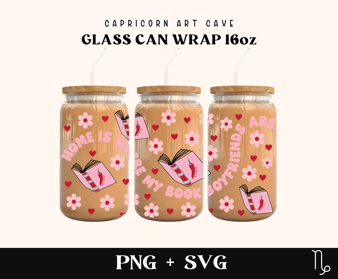 Book Boyfriend Bookish Glass Can Wrap SVG and PNG | Romance Reader ...