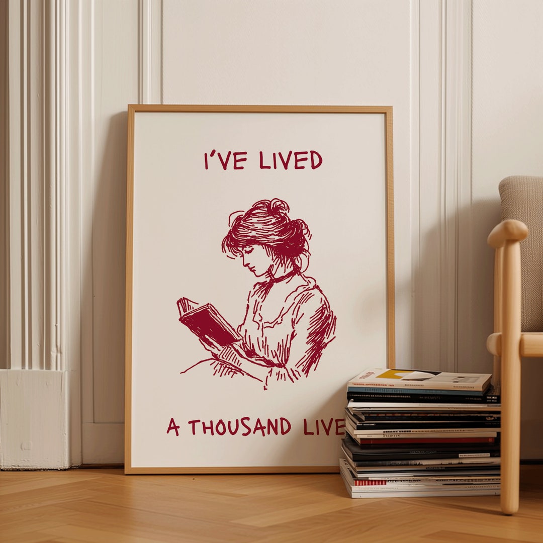 Bookish Art Print | Red Retro Wall Art Reader Quote Book Lover Wall Art ...