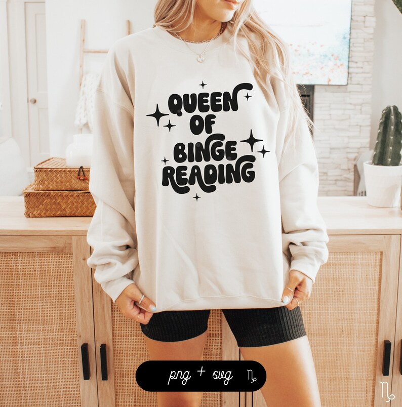 Queen of Binge Reading SVG + PNG | Bookish Svg, Book Nerd Svg, Book ...