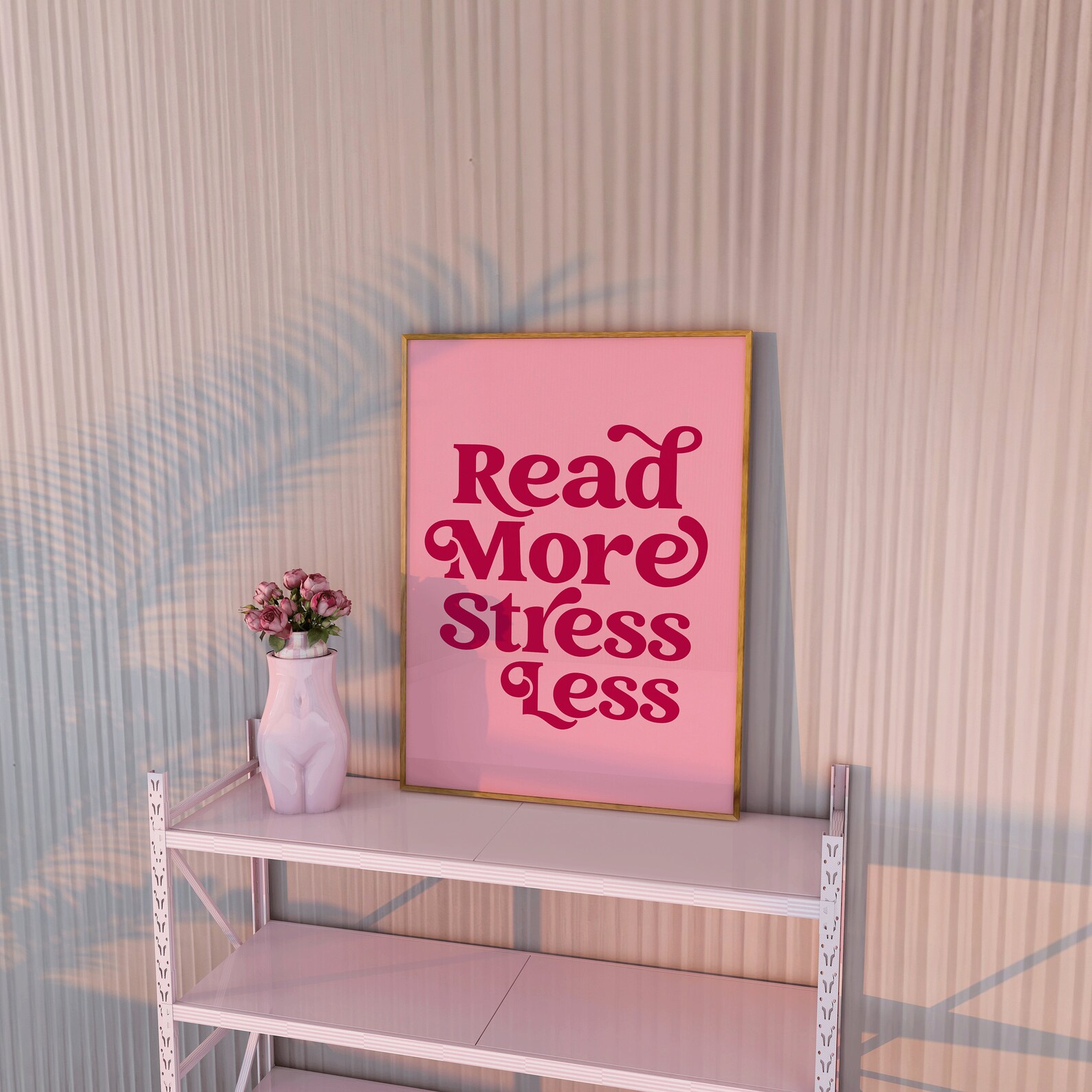 Read More Stress Less Book Art Print | Preppy Coquette Wall Decor ...