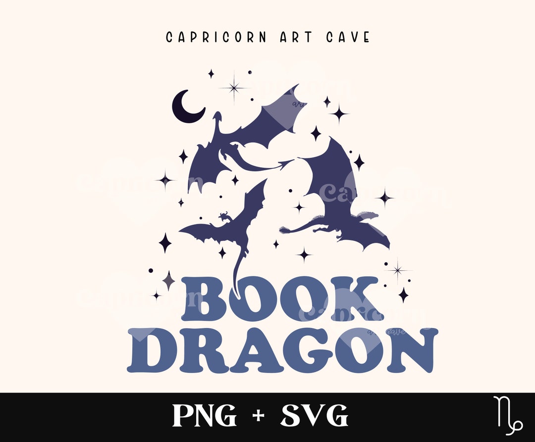 Book Dragon SVG and PNG | Bookish Svg, Bookworm Svg Fantasy Romance Svg ...