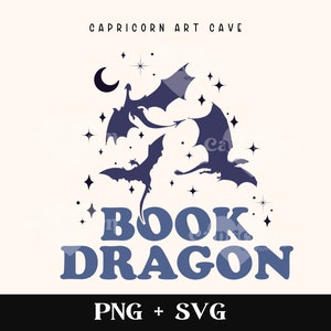 Book Dragon SVG and PNG | Bookish Svg, Bookworm Svg Fantasy Romance Svg ...