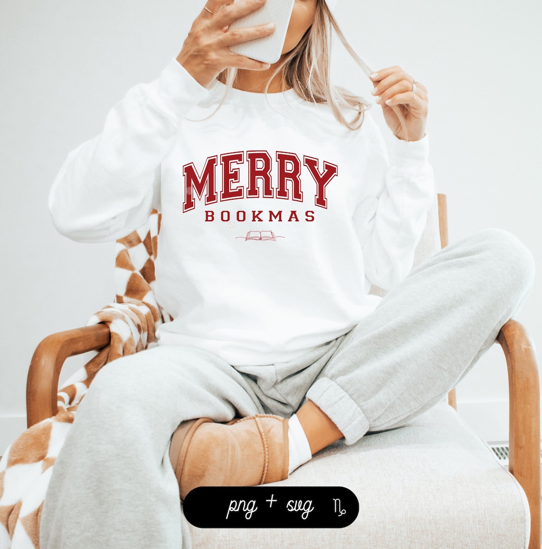 Merry Bookmas SVG and PNG | Christmas Bookish Svg, Holly Jolly Reader ...