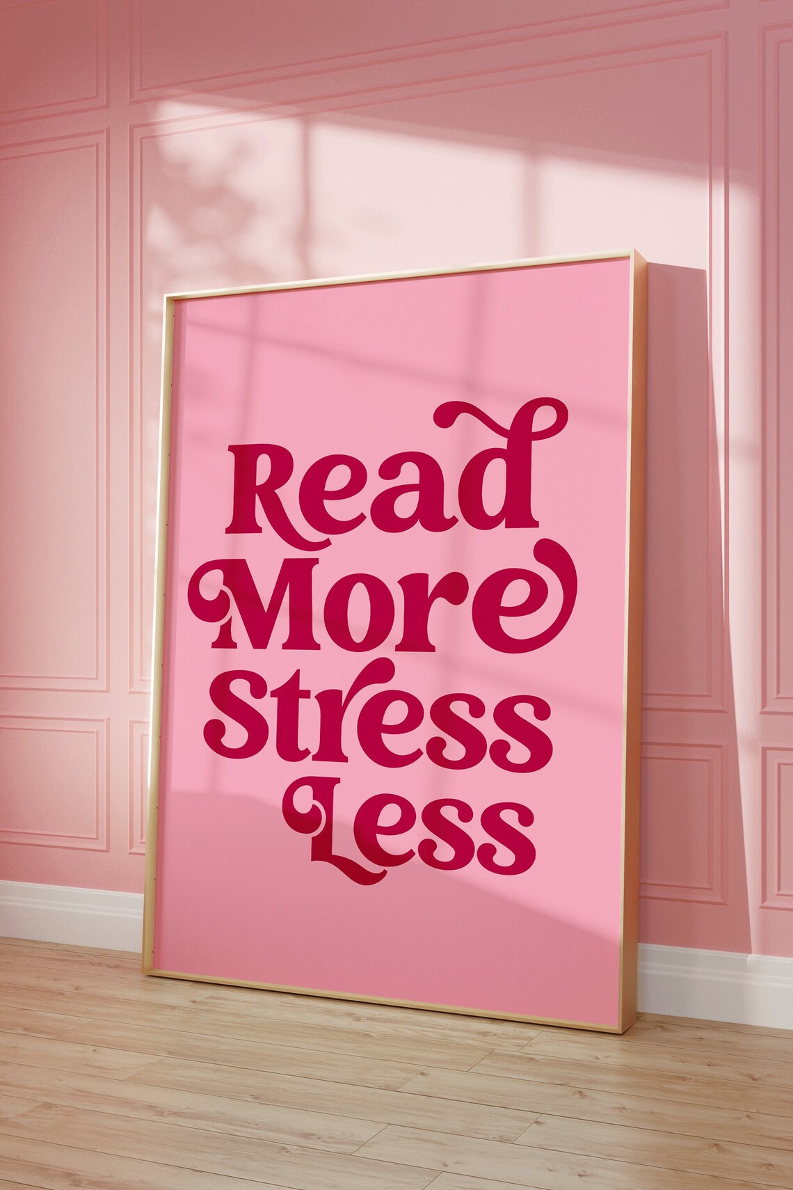 Read More Stress Less Book Art Print | Preppy Coquette Wall Decor ...