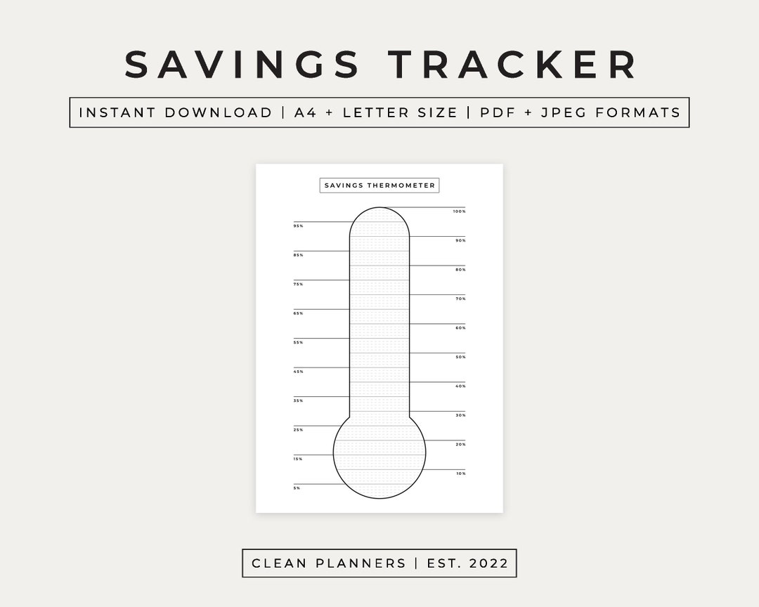 Savings Thermometer | Fillable Money Saving Tracker for Financial Goals ...