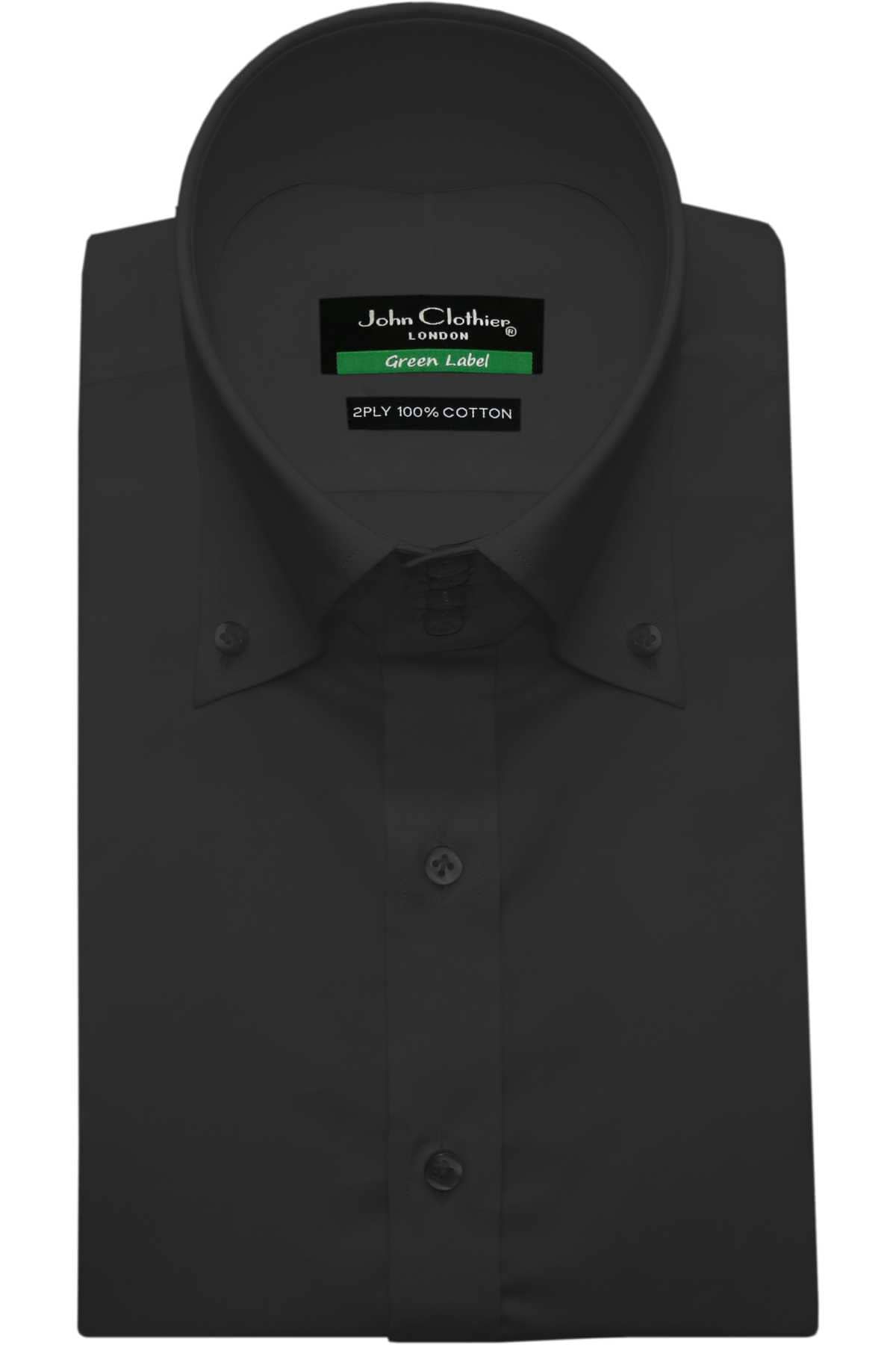 Jet Black Men Cotton Dress Shirt, Button Down High Collar Shirt, 3 ...