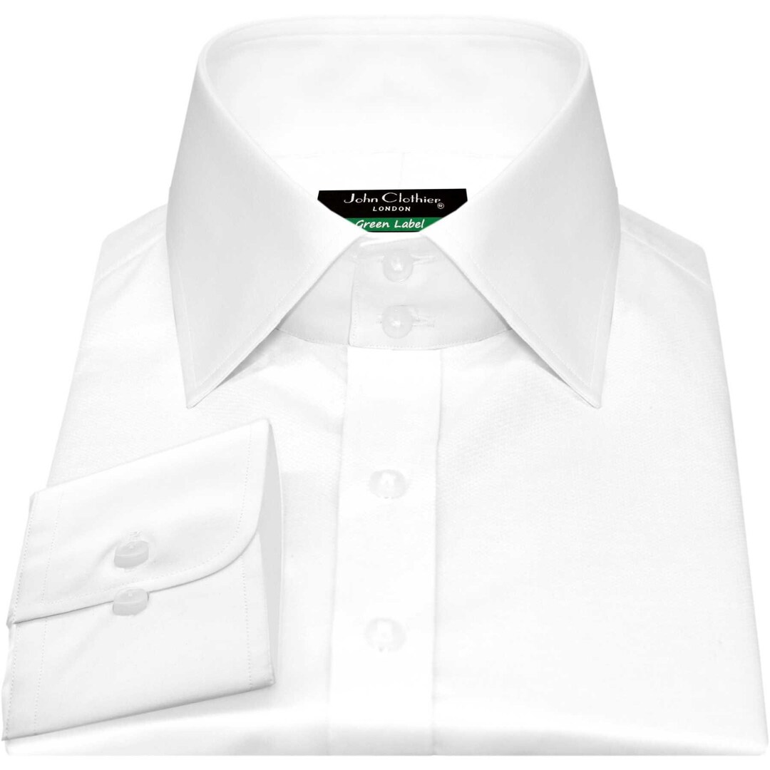 High Spread Collar Shirt, 2 Tall Neck Stiff Band 2 Collar Buttons Shirt ...