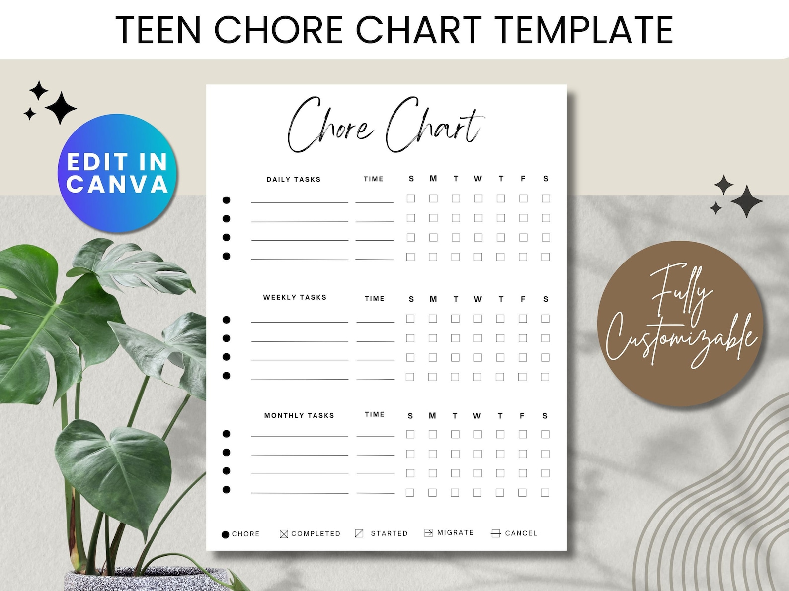 Chore Chart for Teen Minimalist Chore Chart for Teen Aesthetic Chore ...