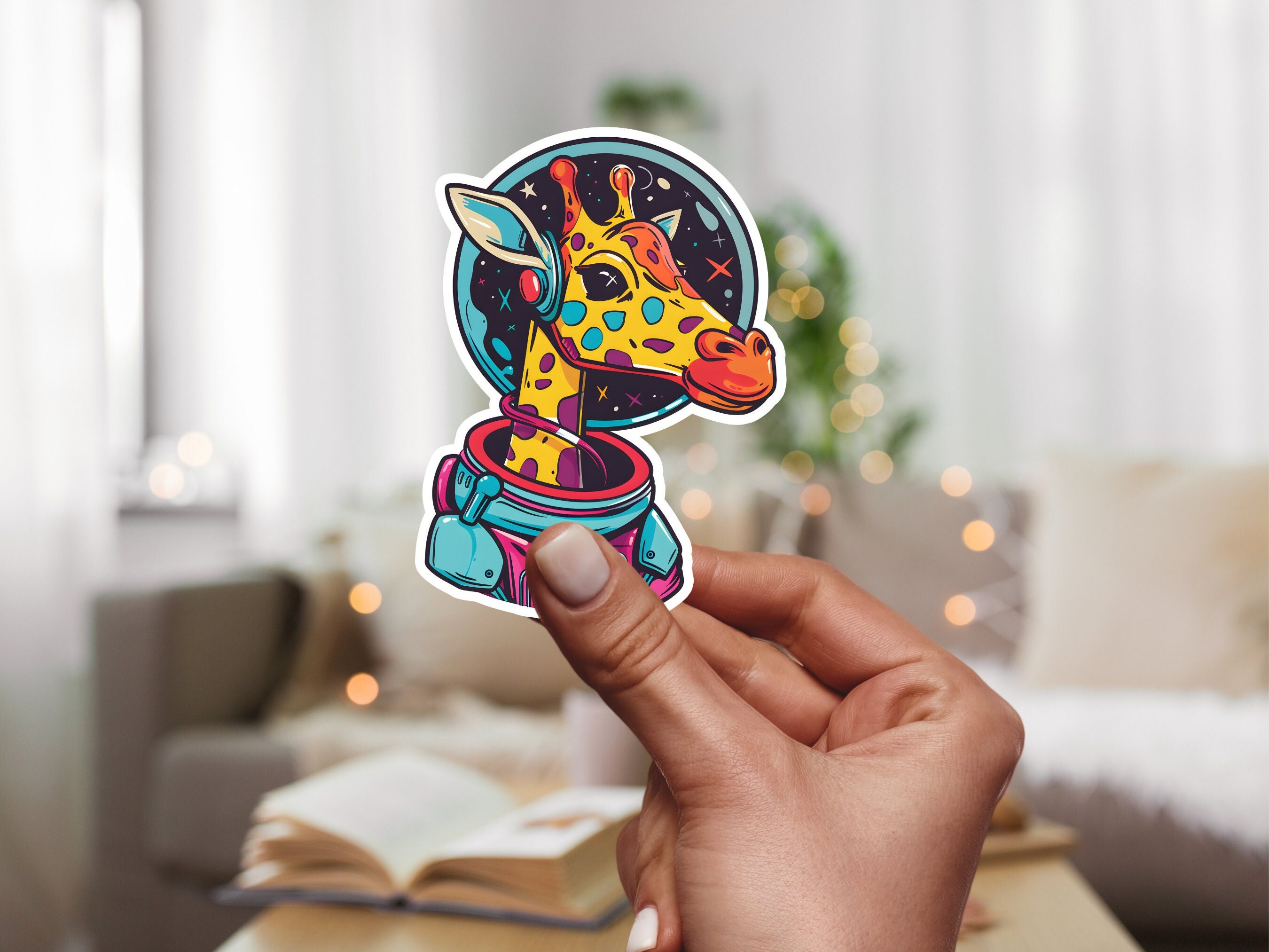 Trendy Giraffe Vinyl Stickers, Cute Colorful Pet Clipart, Supper Cool ...