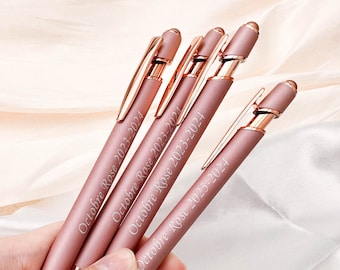 Personalized Luxurious Soft Touch Rose Gold Pen, Rubberized Soft Touch Ballpoint Pen, Fancy ...