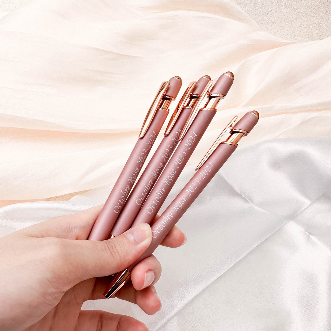 Personalized Luxurious Soft Touch Rose Gold Pen, Rubberized Soft Touch Ballpoint Pen, Fancy ...