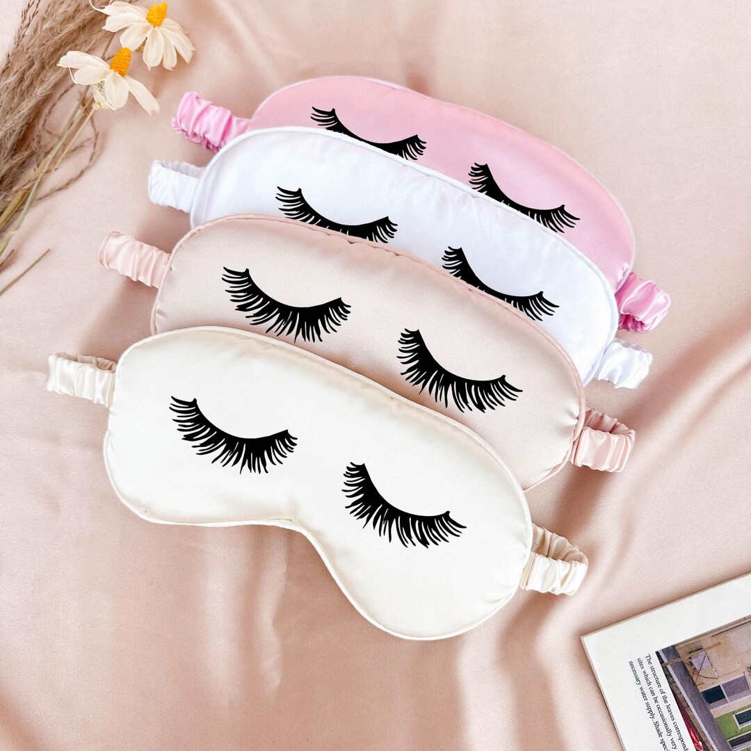 Personalized Satin Eye Mask With Eyelashes,customized Wedding Sleeping ...