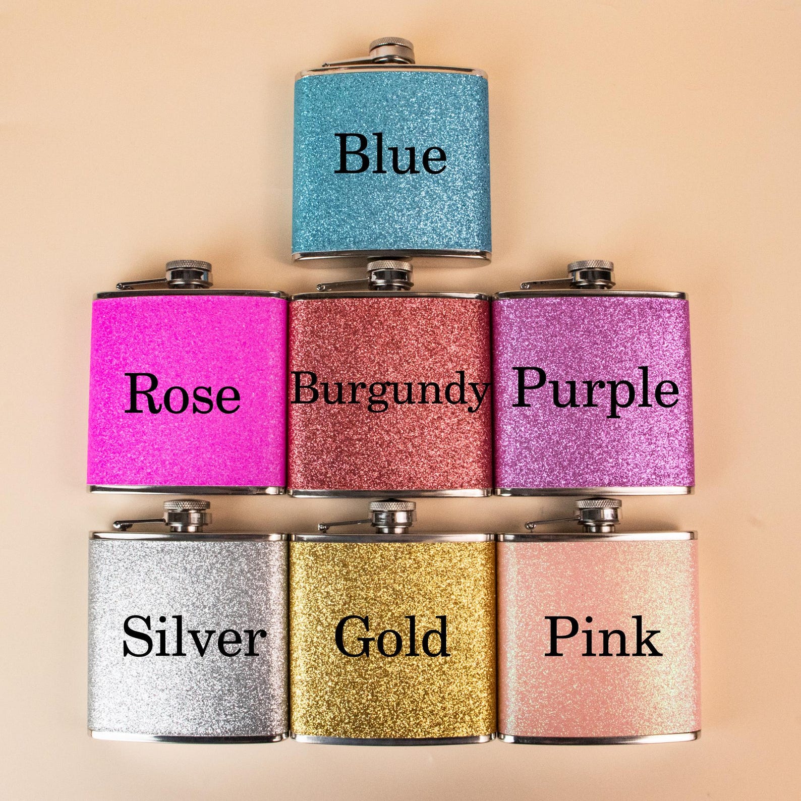 Custom Women's Glitter Flask, Personalized Bridesmaid Gift, Engraved ...
