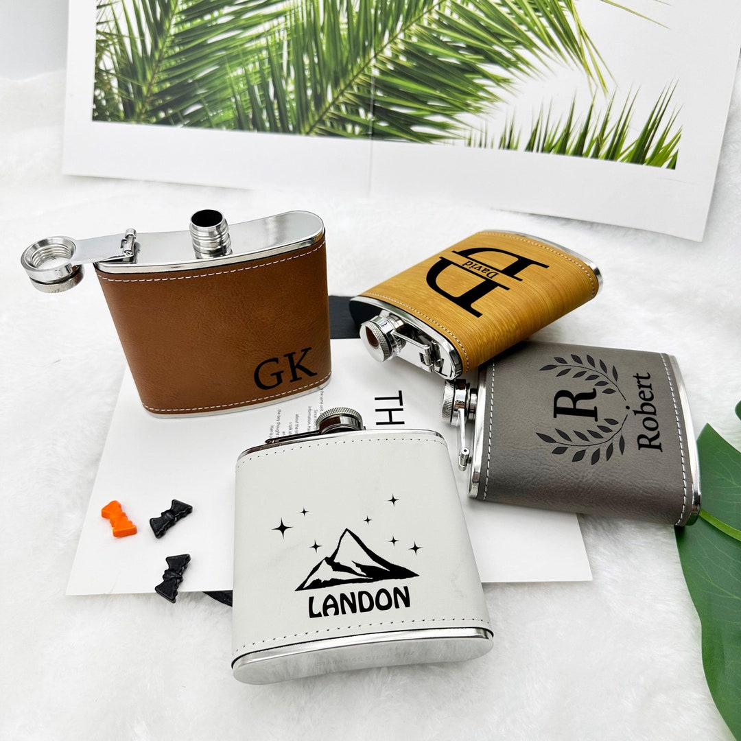 Personalized Flask for Men, Leather Flask, Custom Leather Flask for ...