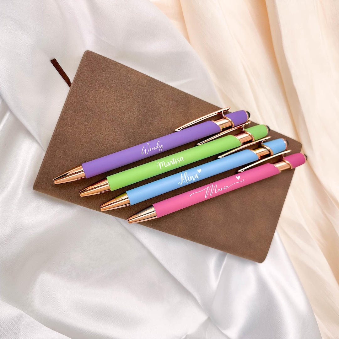 Personalized Luxurious Soft Touch Rose Gold Pen, Rubberized Soft Touch Ballpoint Pen, Fancy ...