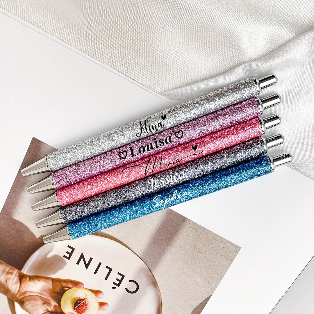 Personalized Glitter Pens, Custom Decal Name Pens, Sparkle Pens, Office ...