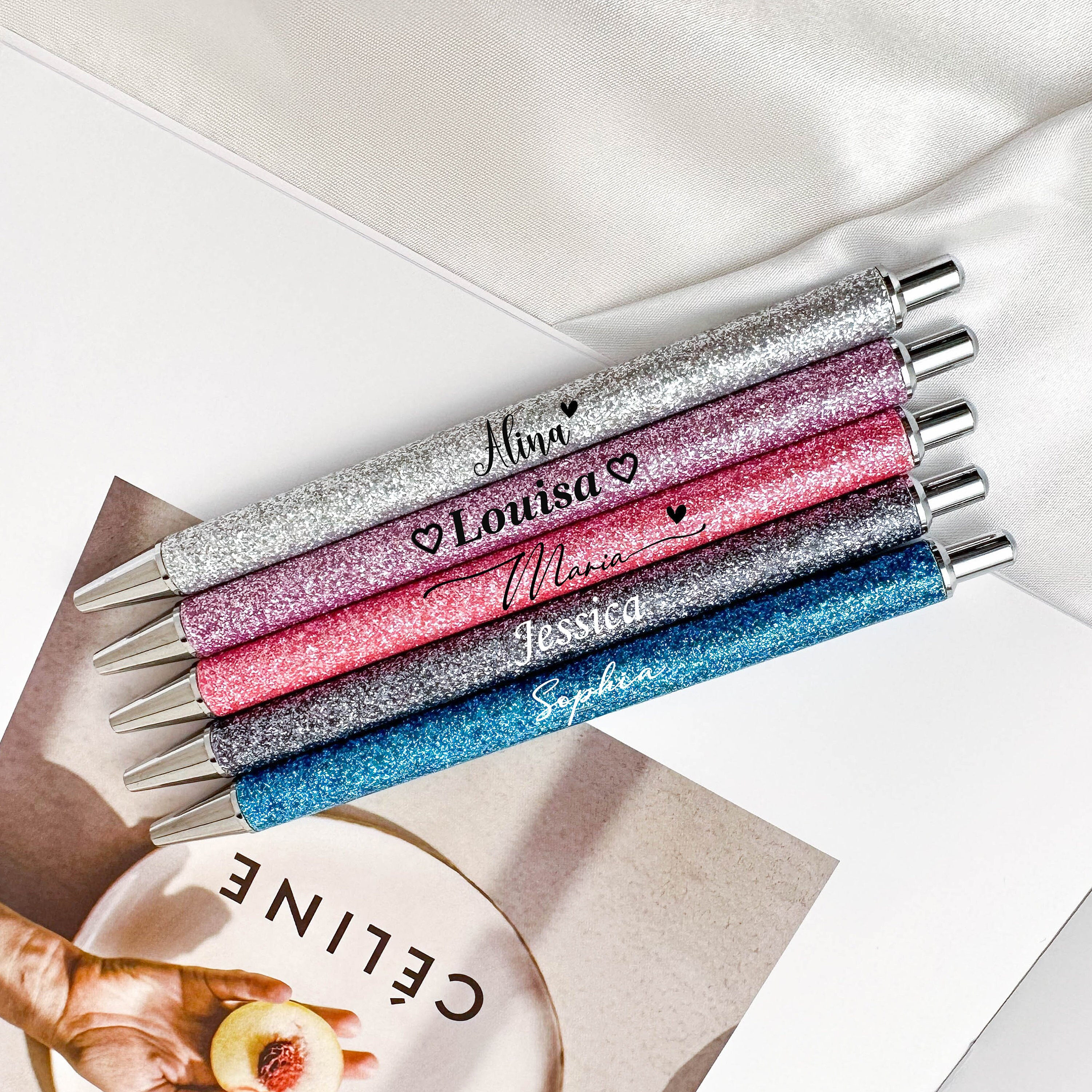 Personalized Glitter Pens, Custom Decal Name Pens, Sparkle Pens, Office ...