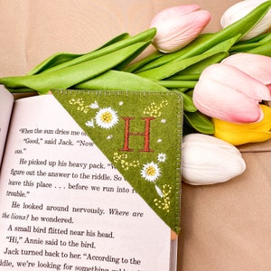 Personalized Hand Embroidered Corner Bookmark, Felt Triangle Page ...