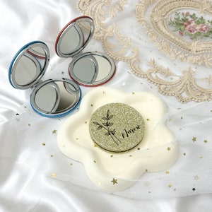 Personalized Engraved Glitter Compact Mirror Favor, Custom Pocket ...