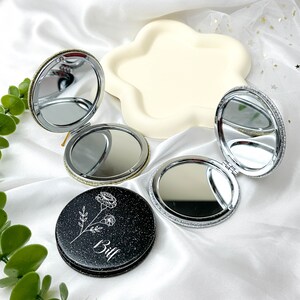 Personalized Engraved Glitter Compact Mirror Favor, Custom Pocket ...