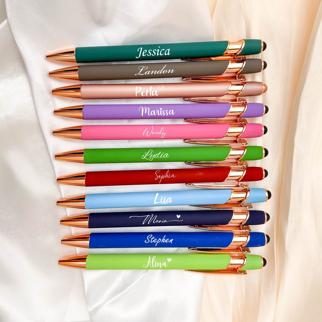 Personalised Pen Christmas Gift, Custom Engraved Soft Touch Pens, Gift ...