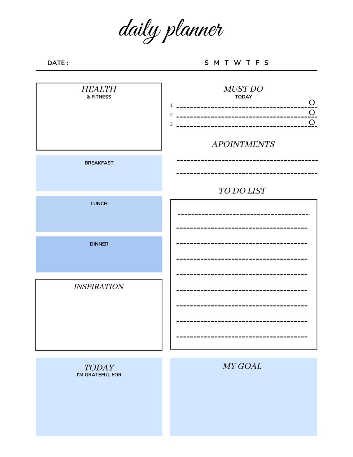 Daily Planner | Chic Planner | Instant Download | Modern Planner ...
