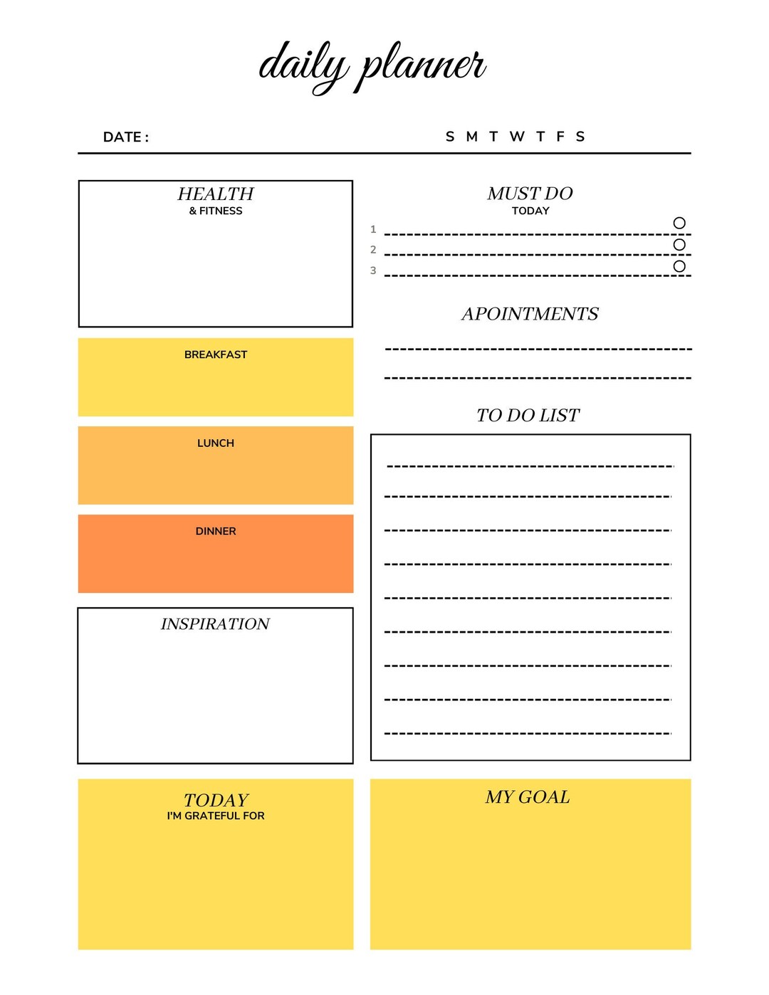 Daily Planner | Chic Planner | Instant Download | Modern Planner ...