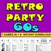 Retro Party Games 60s Party Games Bundle Printable Games 60s Trivia 60s ...