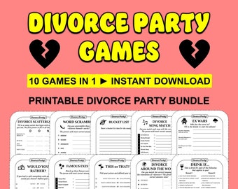 Divorce Party Games Care Pack | Printable Breakup Games | Broken Heart ...