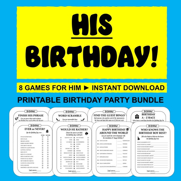 Birthday Party Games - Etsy