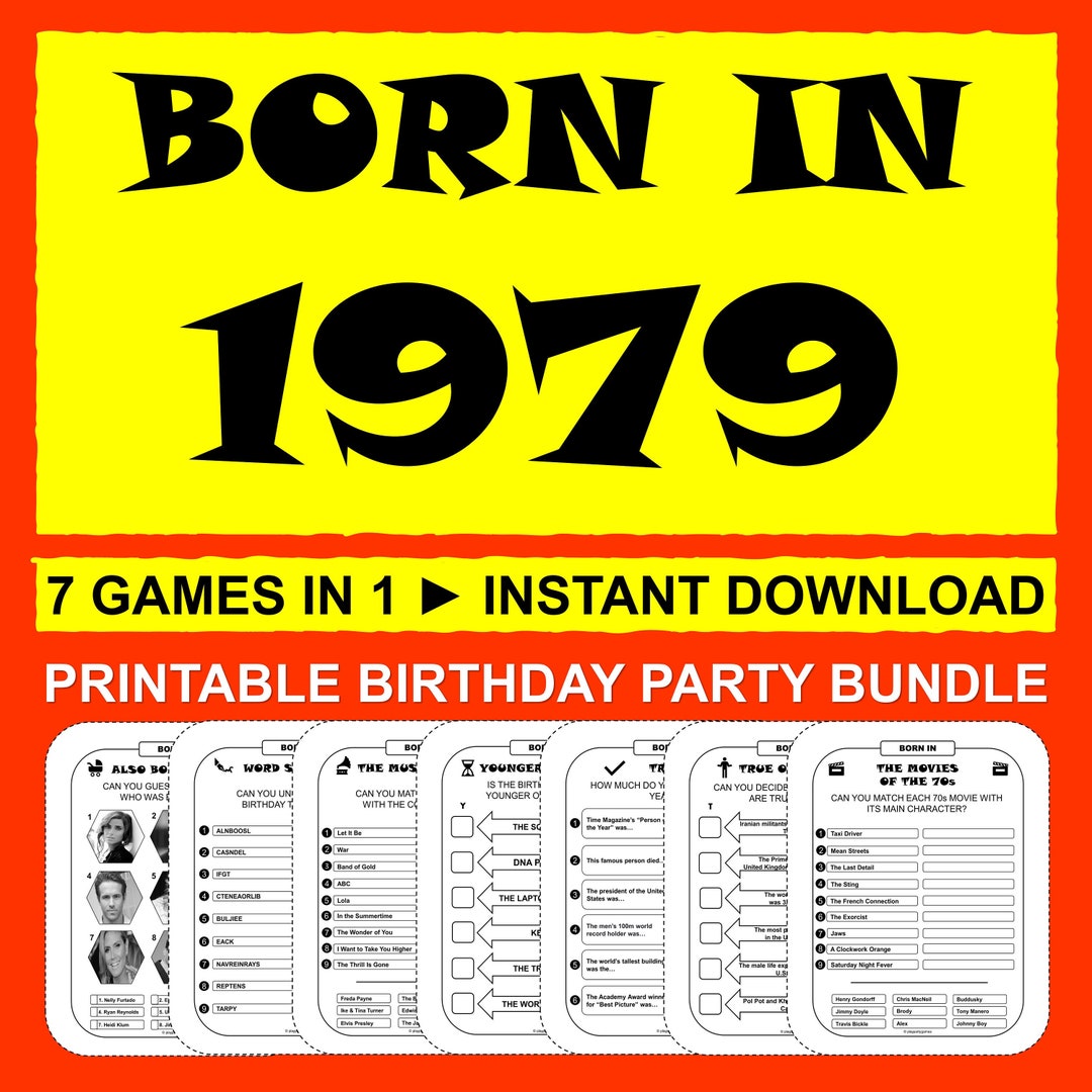 46th Birthday Party Games: Born in 1979 Trivia Bundle (printable ...