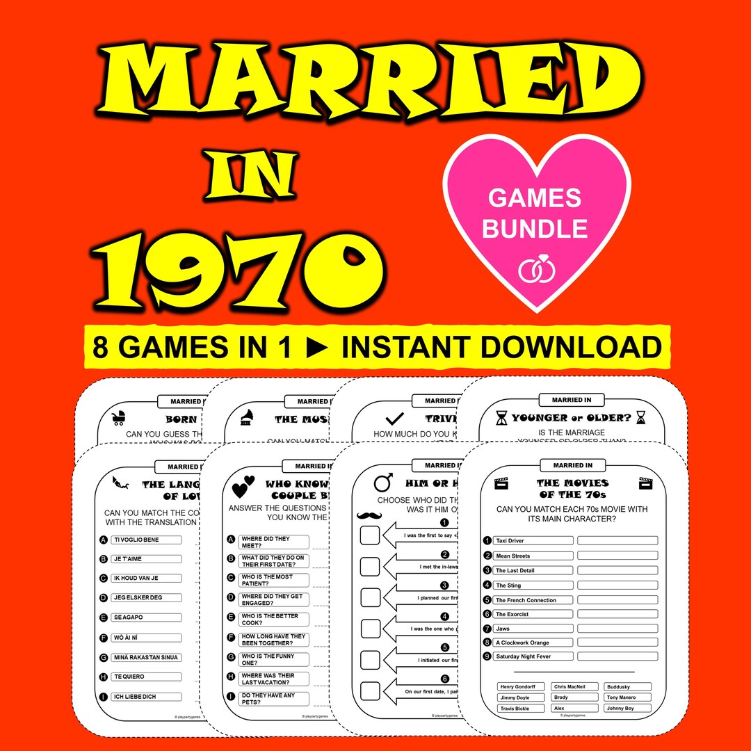 55th Wedding Anniversary Games Emerald Wedding Games Married in 1970 ...
