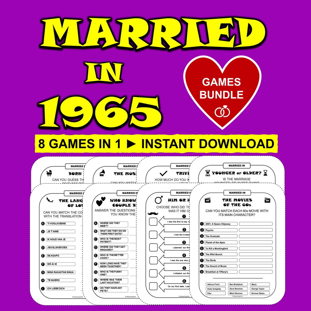 60th Anniversary Games: Married in 1965 Trivia (digital Download) - Etsy