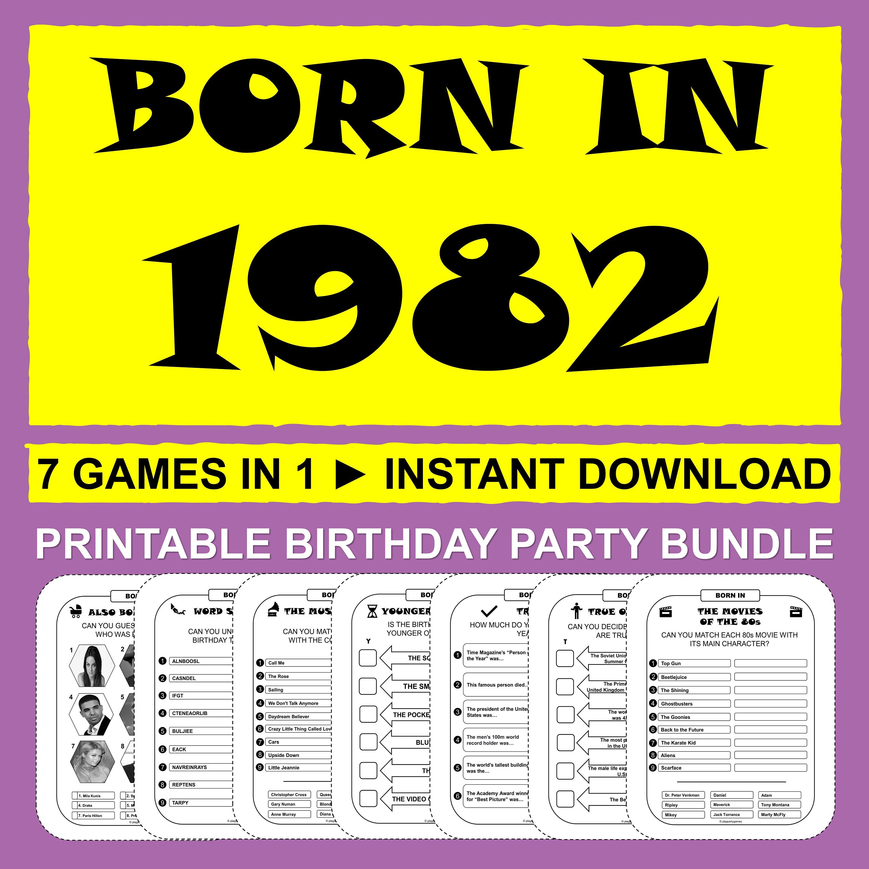 42nd Birthday Games Born in 1982 Game Bundle Birthday Party Activities ...