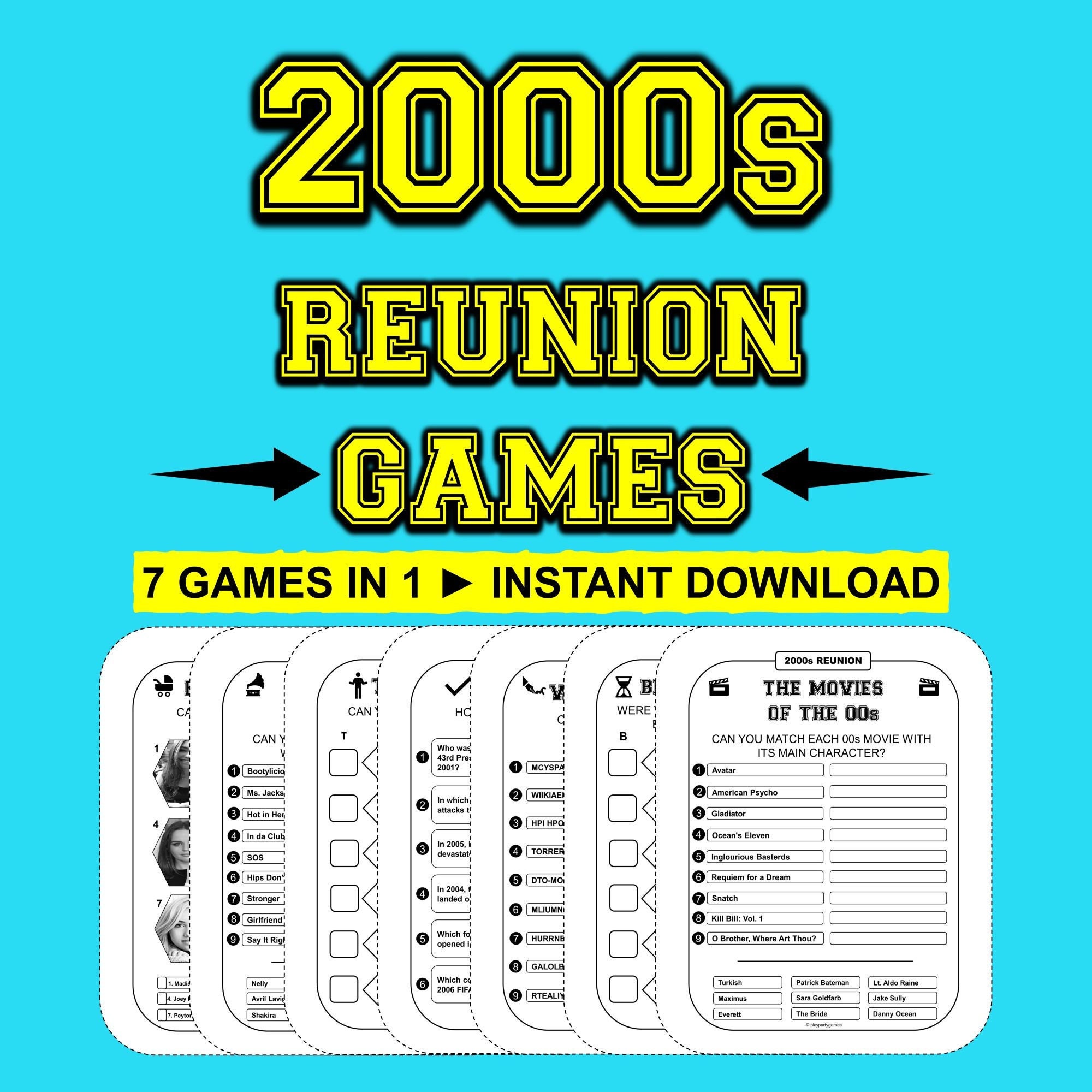 2000s Reunion Games Party Bundle Printable Games 00s Trivia 00s Quiz ...