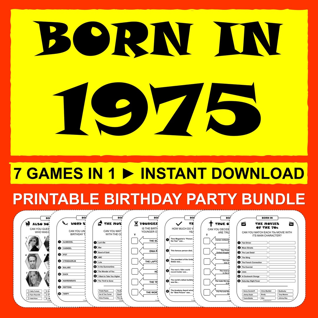 1975 Birthday Trivia Games: 50th Birthday Party Bundle (printable) - Etsy