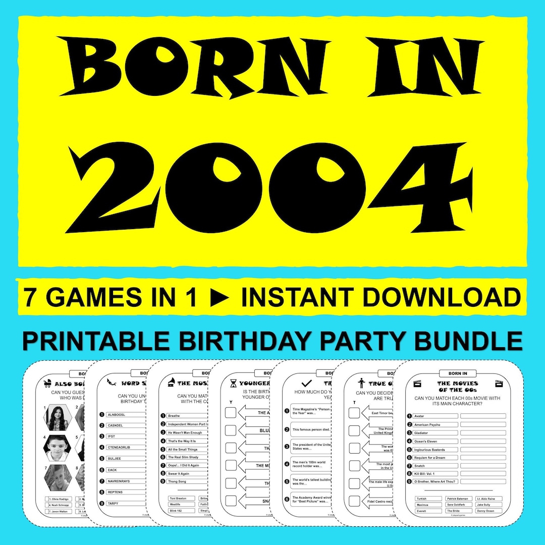 20th Birthday Games Born in 2004 Game Bundle Party Activities Men Women ...