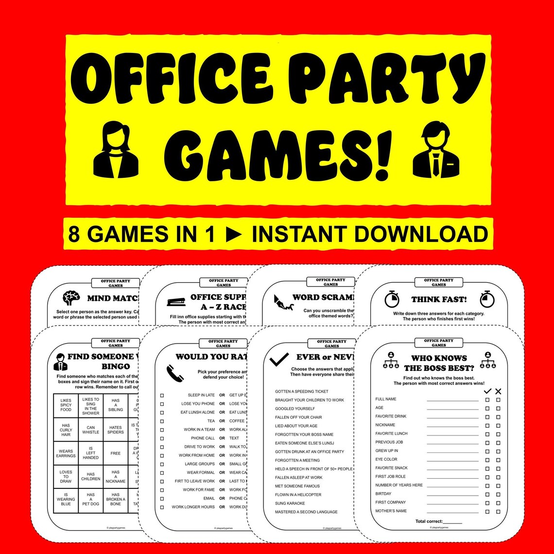 Office Party Games Work Party Games Bundle Party Starters Fun ...