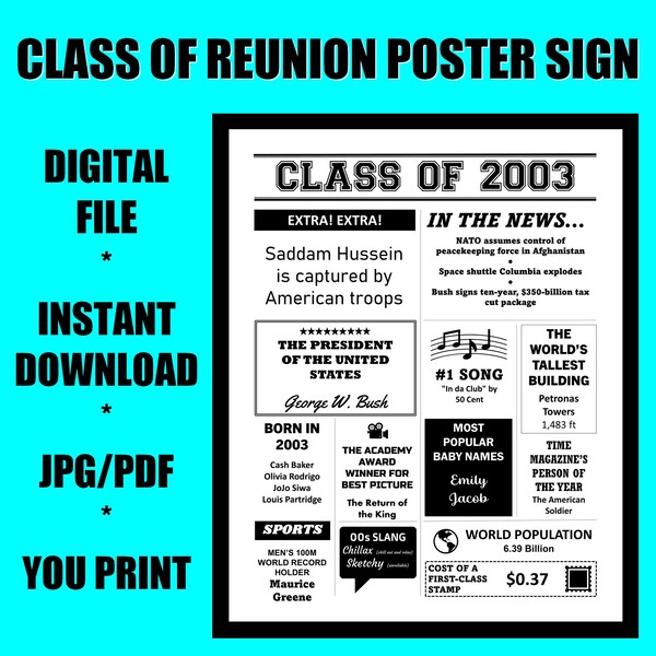 20th Class Reunion Sign - Etsy