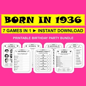89th Birthday Games Born in 1936 Game Bundle Birthday Party Activities ...